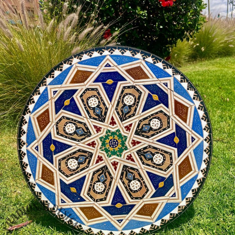 Moroccan Handmade Mosaic Tile Table - Round Moroccan Patio Table for ...