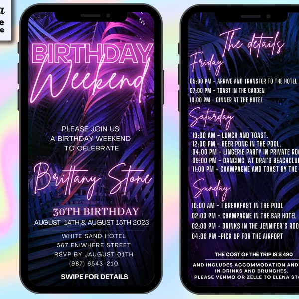 Birthday Weekend Itinerary Invitation - Etsy
