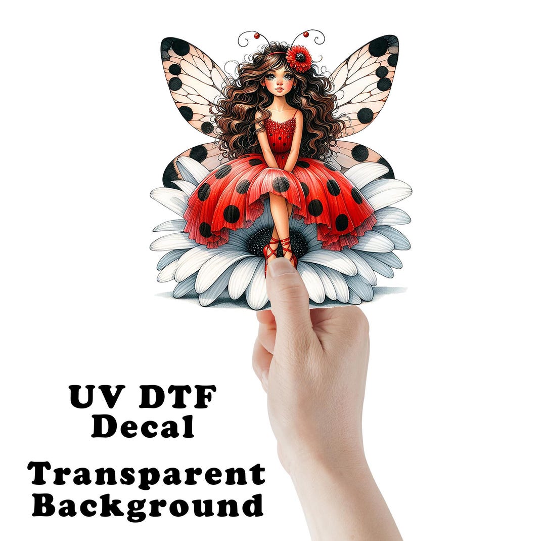Ladybug Fairy and Daisy Clear Sticker / Decal UV DTF Sticker ...