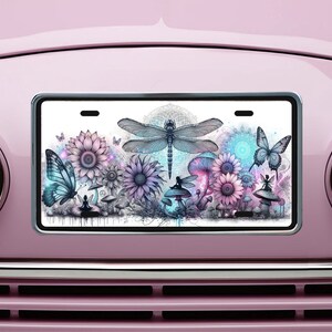 Vanity Front License Plate, Dragonfly and Fairies Aluminum License ...