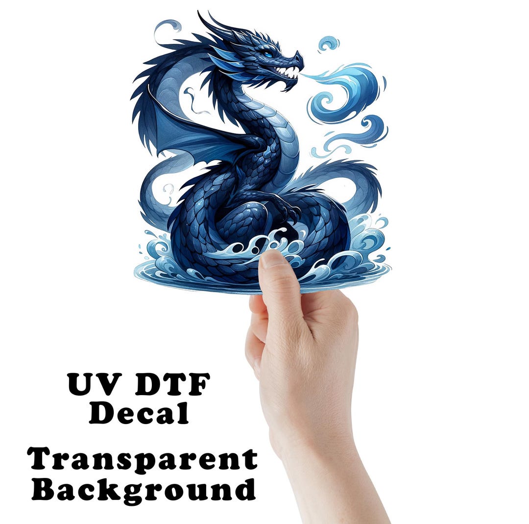 Elemental Water Dragon Clear Sticker / Decal UV DTF Sticker Transparent ...
