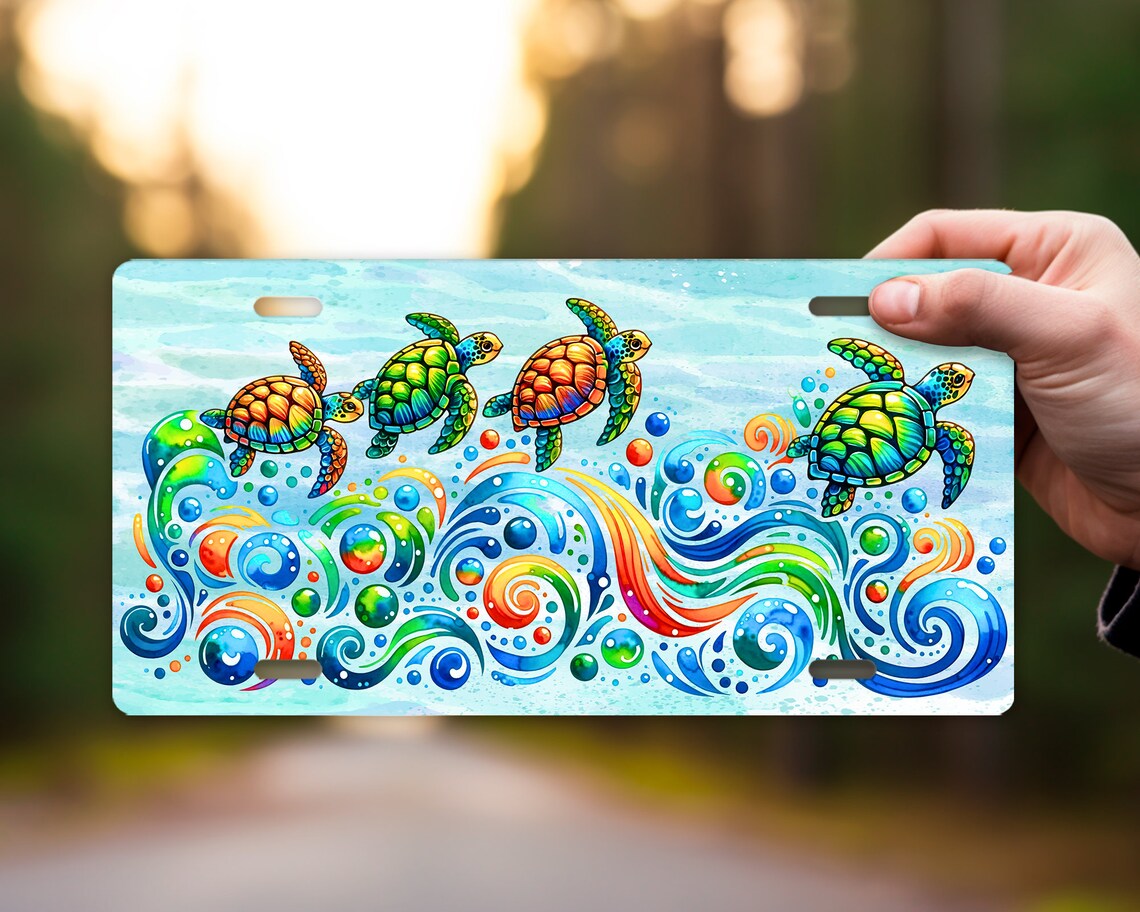 Vanity Front License Plate, Sea Turtle Swirl Aluminum License Plate Car ...
