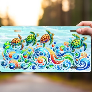 Vanity Front License Plate, Sea Turtle Swirl Aluminum License Plate Car ...