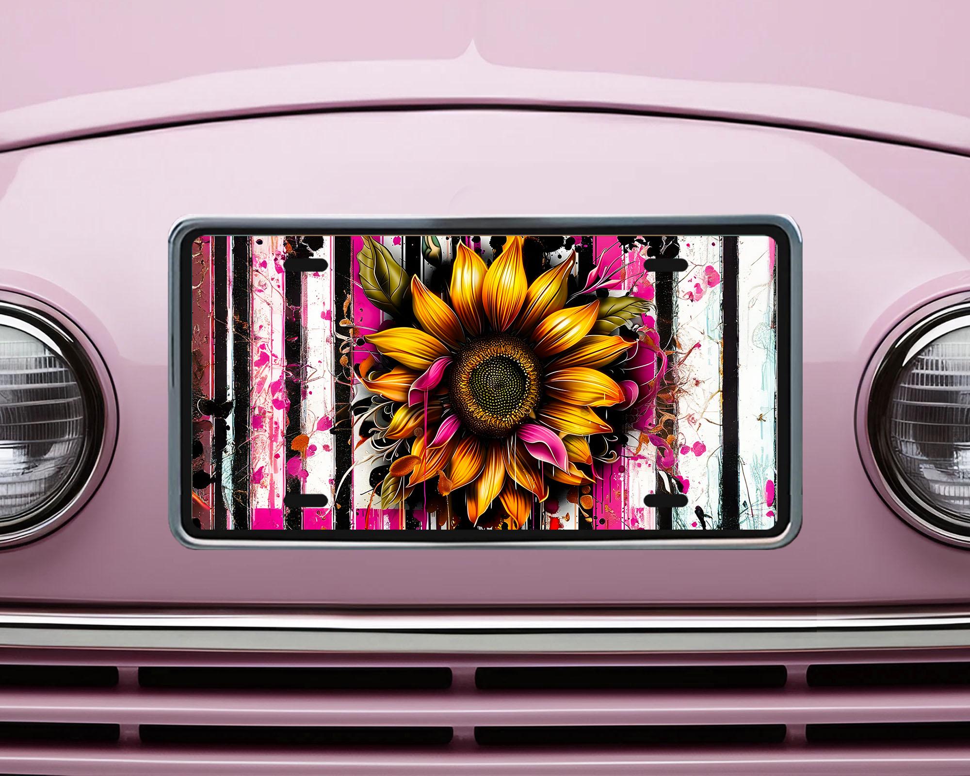 Grunge Sunflower Vanity Front Aluminum License Plate Car Accessory ...