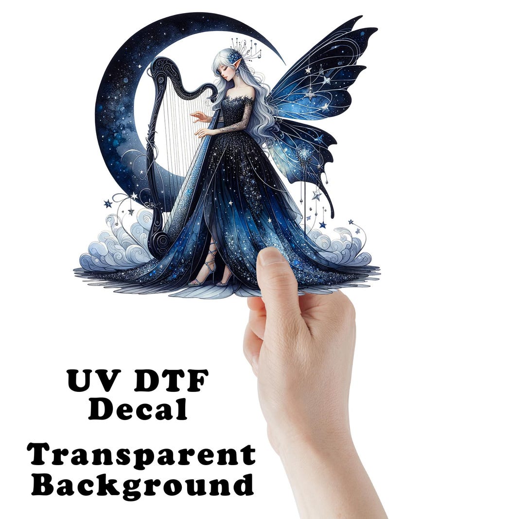 Navy Moon Fairy Clear Sticker / Decal UV DTF Sticker Transparent Choose ...