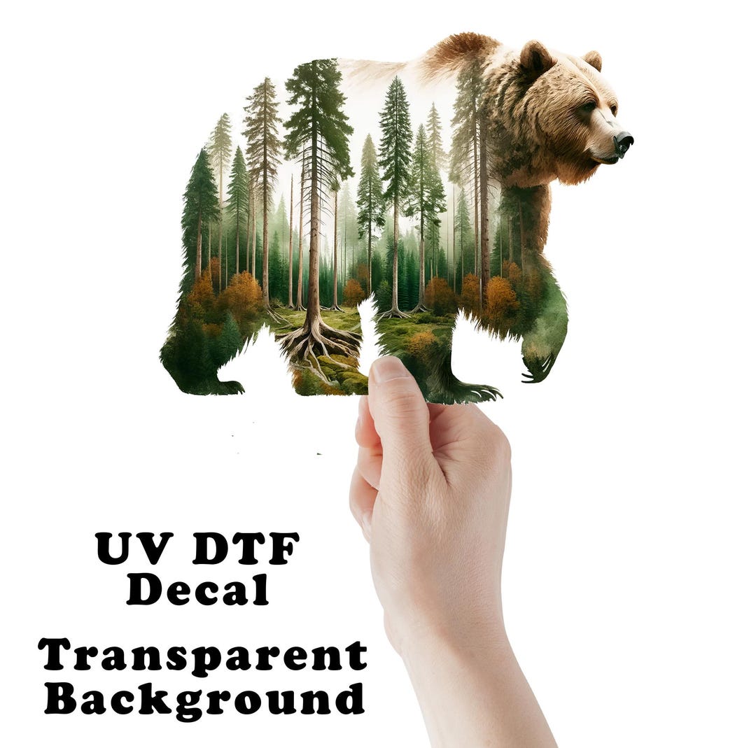 Forest Bear Clear Sticker / Decal UV DTF Sticker Transparent Choose ...