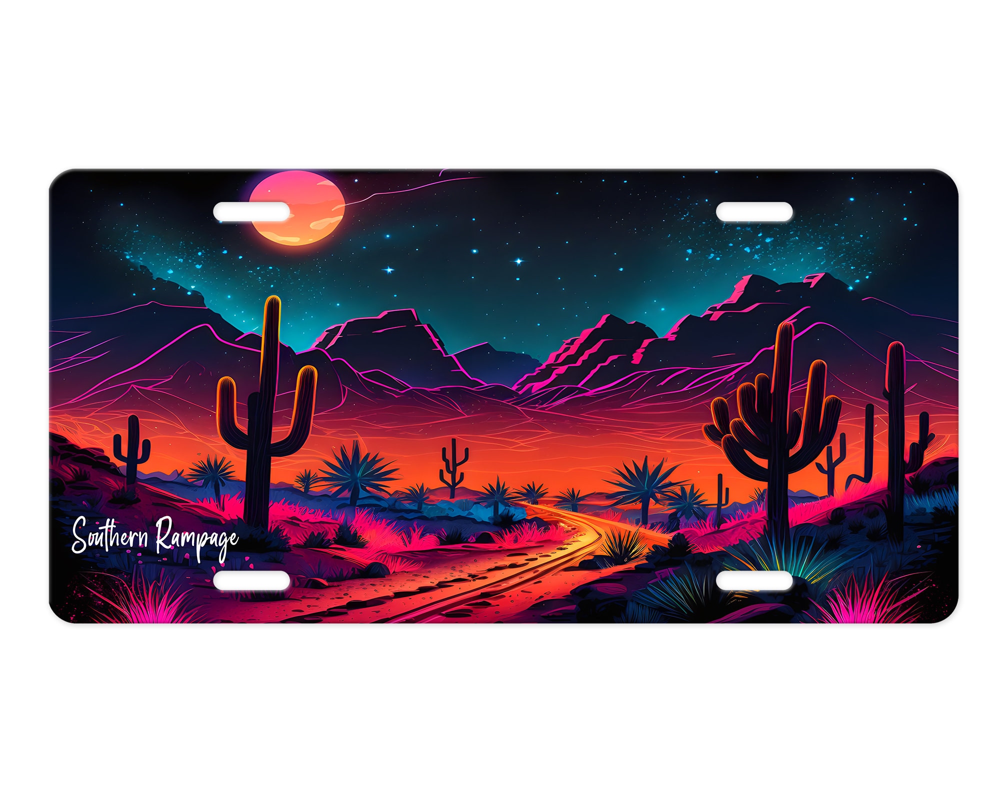Neon Desert Nights Aluminum Vanity License Plate Car Accessory ...