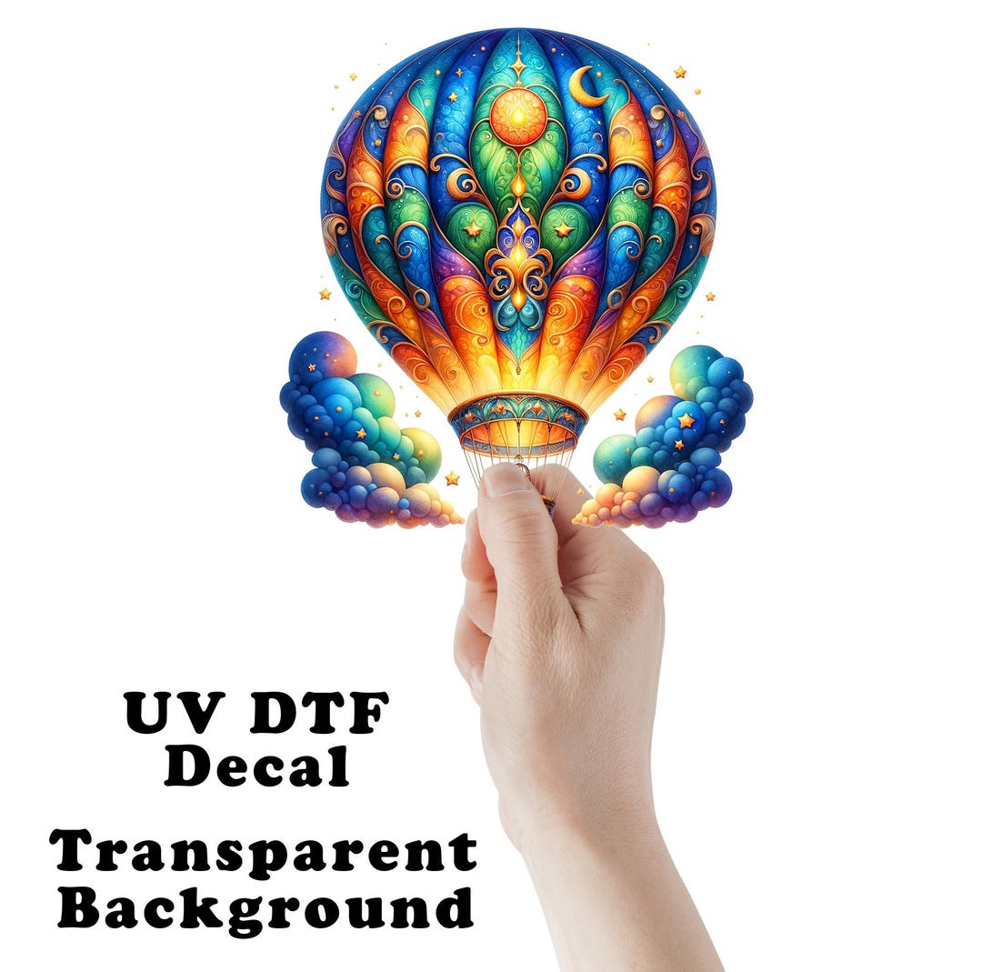 Colorful Hot Air Balloon Clear Sticker / Decal UV DTF Sticker ...
