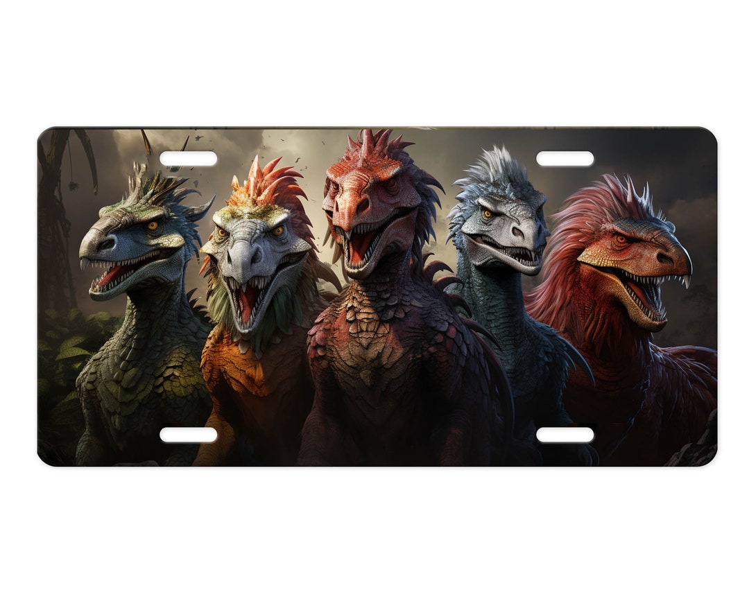 Vanity Front License Plate, Dinosaur Five Aluminum Vanity License Plate ...