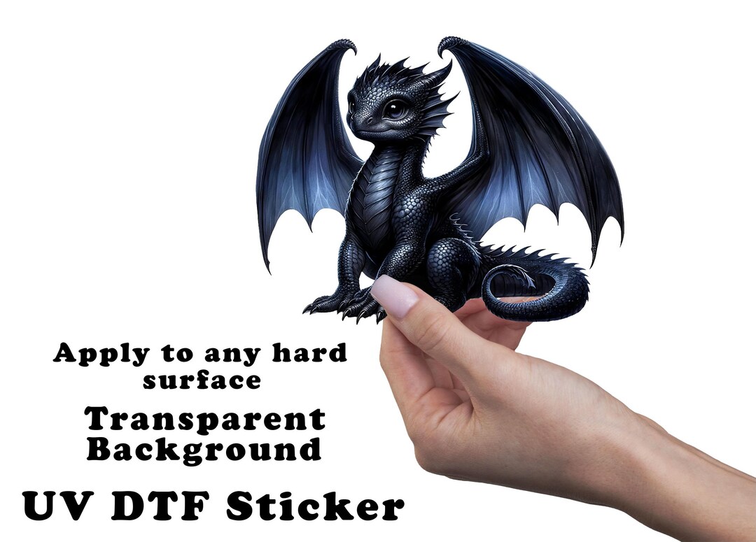 Navy Blue Dragon Clear Sticker / Decal UV DTF Sticker Transparent ...