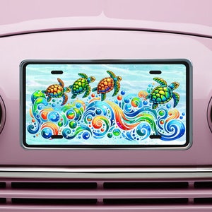 Vanity Front License Plate, Sea Turtle Swirl Aluminum License Plate Car ...