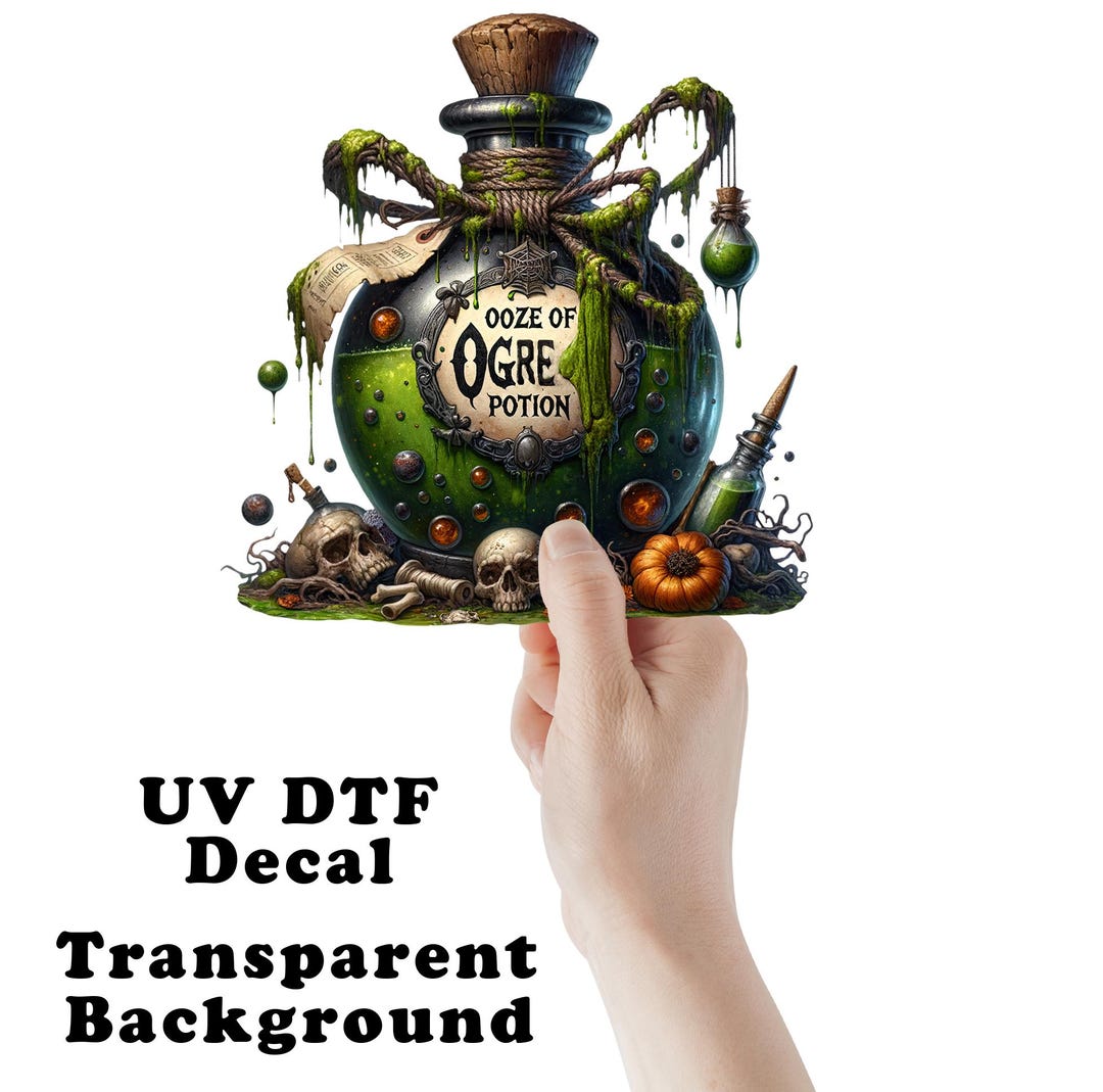 Ooze of Ogre Potion Bottle Halloween Clear Sticker / Decal UV DTF ...