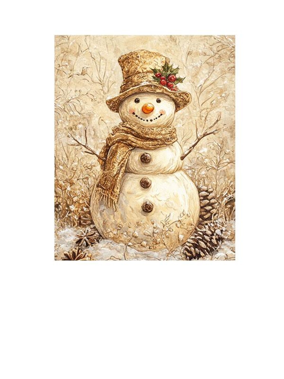 16x20 Golden Snowman Christmas Wall Art Canvas Print - Etsy