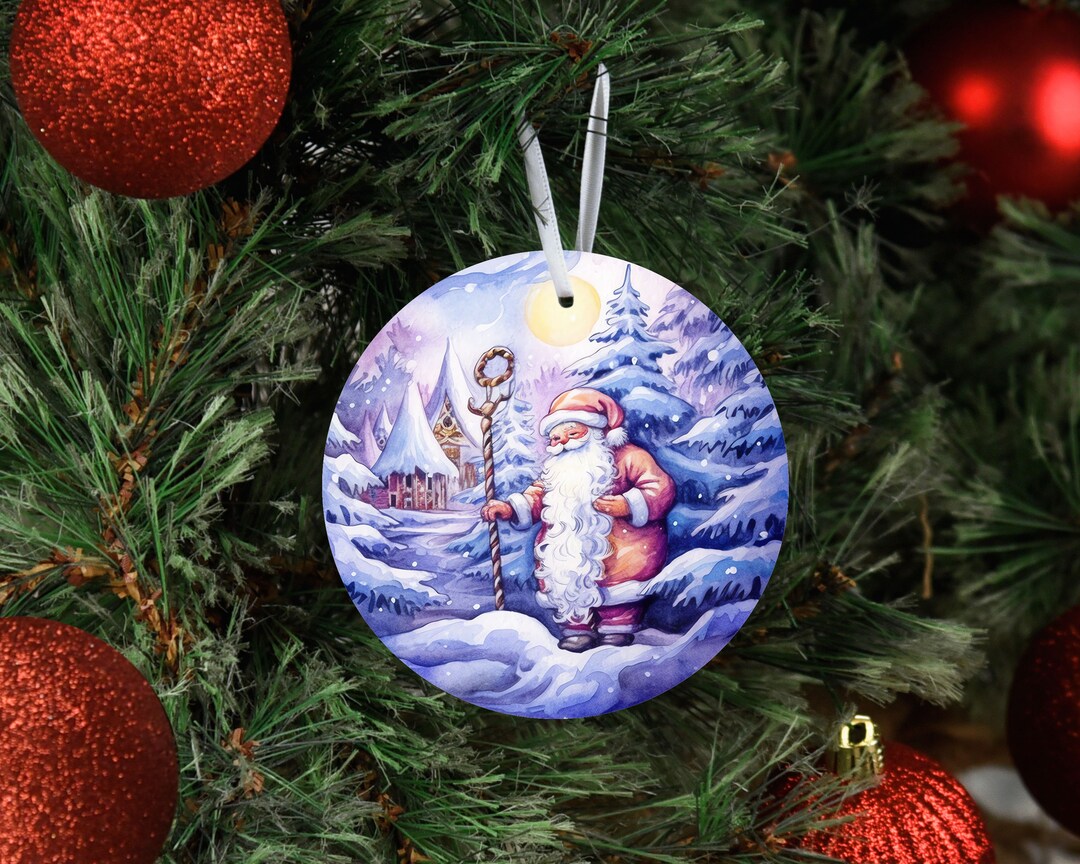 Christmas Ornament, Long Beard Santa Bauble Ceramic Christmas Ornament ...