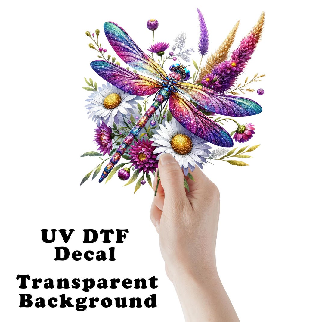 Dragonfly Sparkles Clear Sticker / Decal UV DTF Sticker Transparent ...