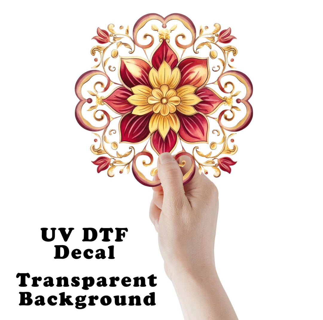 Burgundy Medallion Clear Sticker / Decal UV DTF Sticker Transparent - Etsy