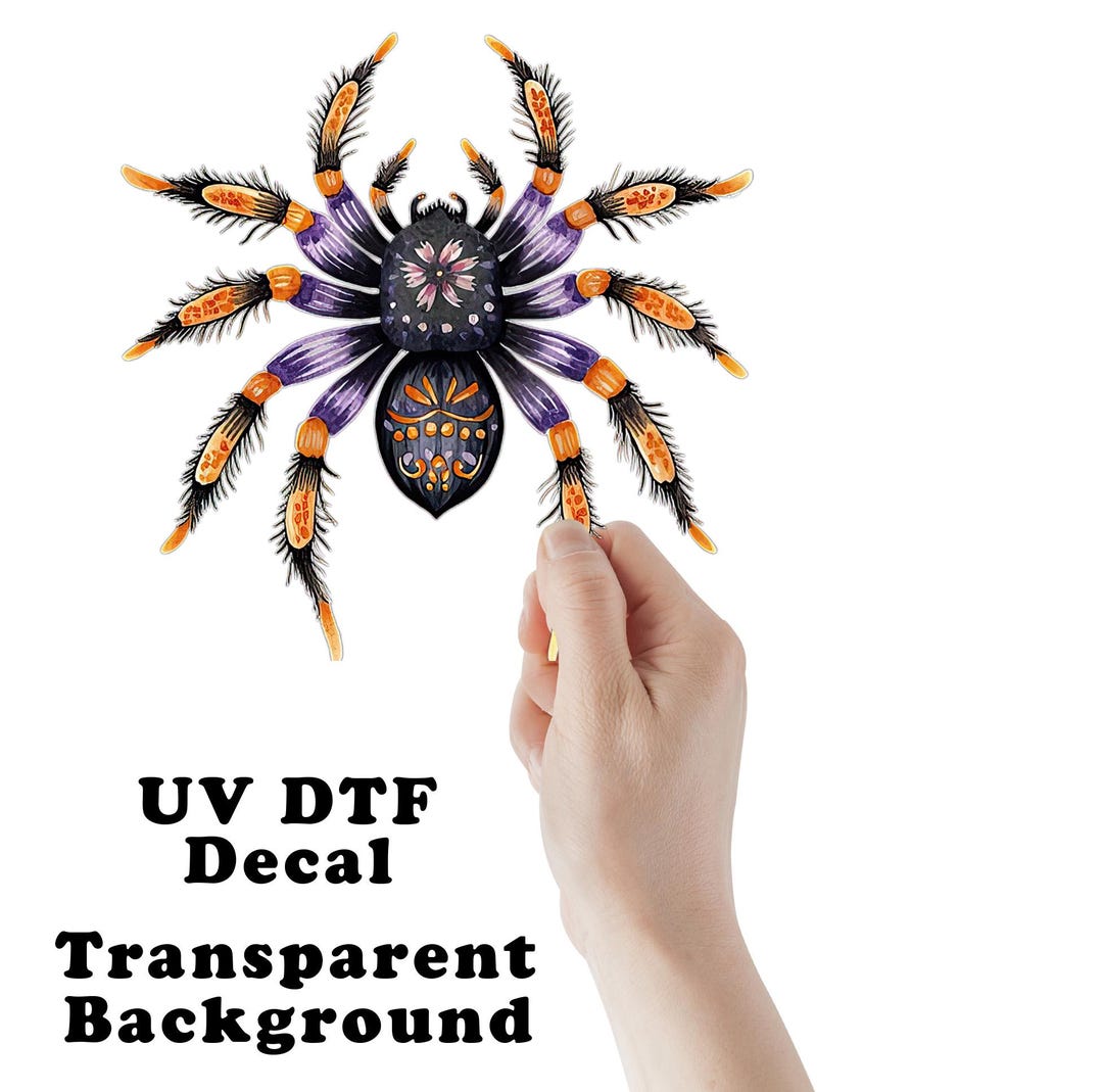Folk Art Halloween Spider Clear Sticker / Decal UV DTF Sticker ...