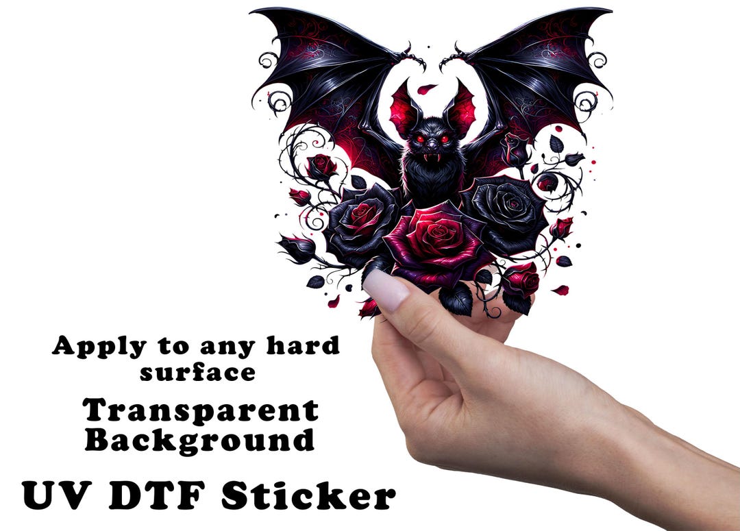 Black Goth Bat Clear Sticker / Decal UV DTF Sticker Transparent Choose ...
