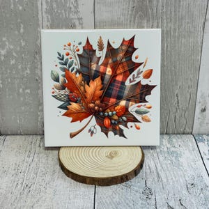 Plaid Fall Leaves Clear Sticker / Decal UV DTF Sticker Transparent ...