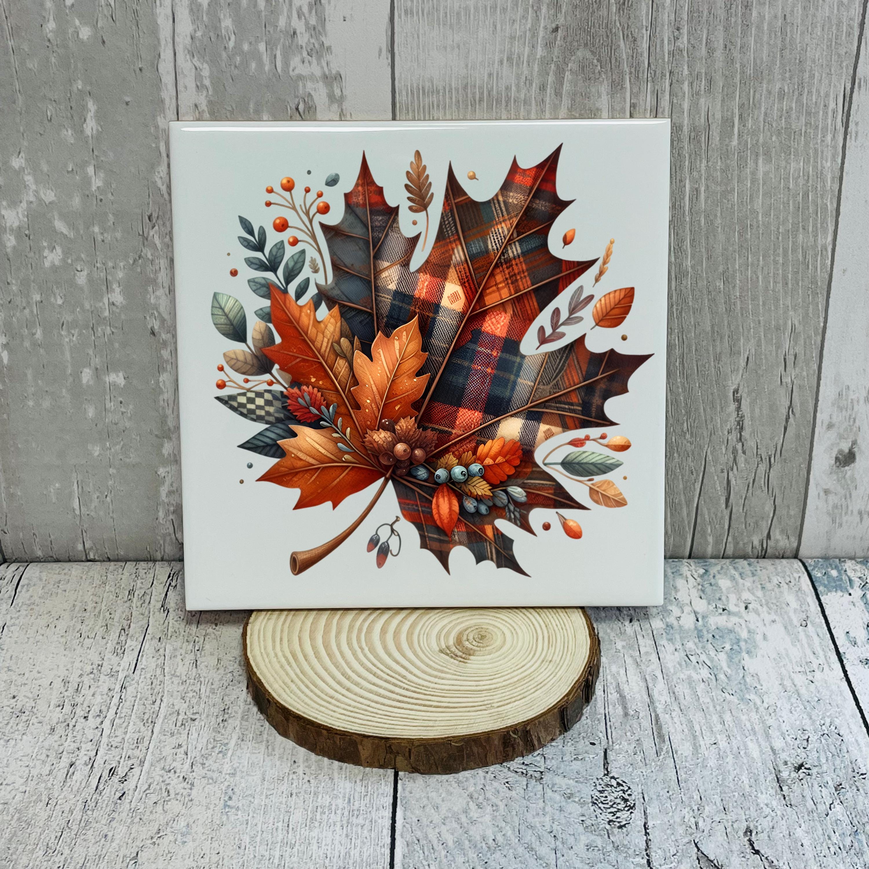 Plaid Fall Leaves Clear Sticker / Decal UV DTF Sticker Transparent ...