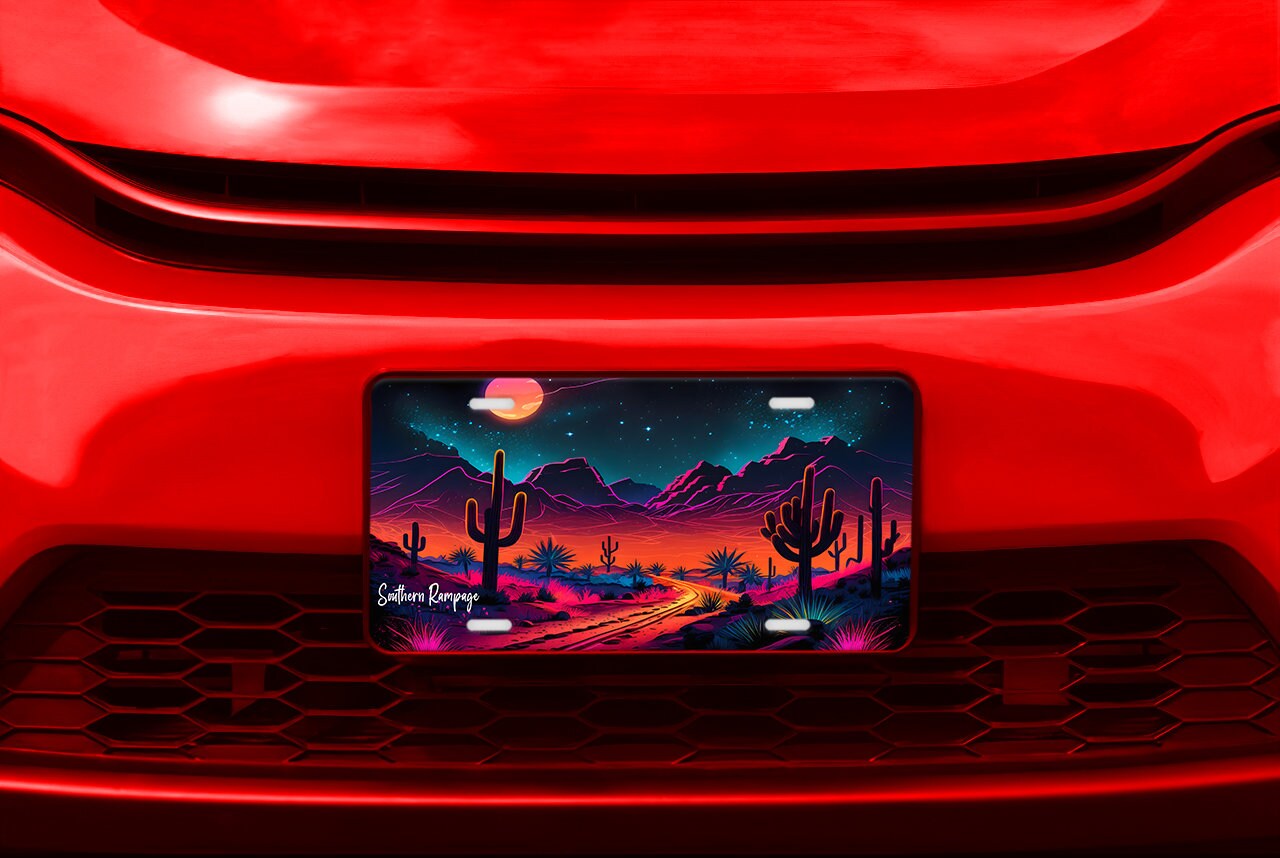 Neon Desert Nights Aluminum Vanity License Plate Car Accessory ...