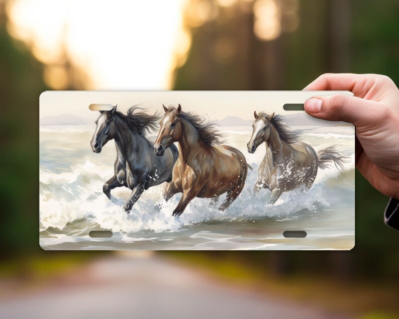 Running Horses in Surf Aluminum Vanity License Plate - Etsy