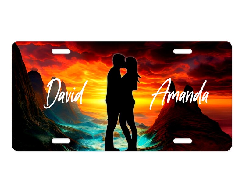 Personalized Neon Sunset Couple Aluminum Vanity License Plate - Etsy