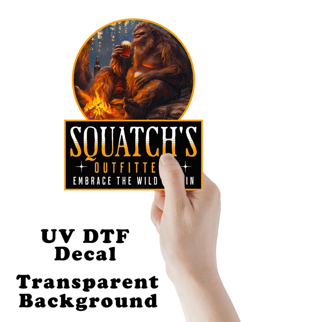 Squatch Outfitters Bigfoot Clear Sticker / Decal UV DTF Sticker ...