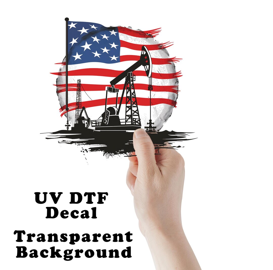 Oil Rig American Flag Clear Sticker / Decal UV DTF Sticker Transparent ...
