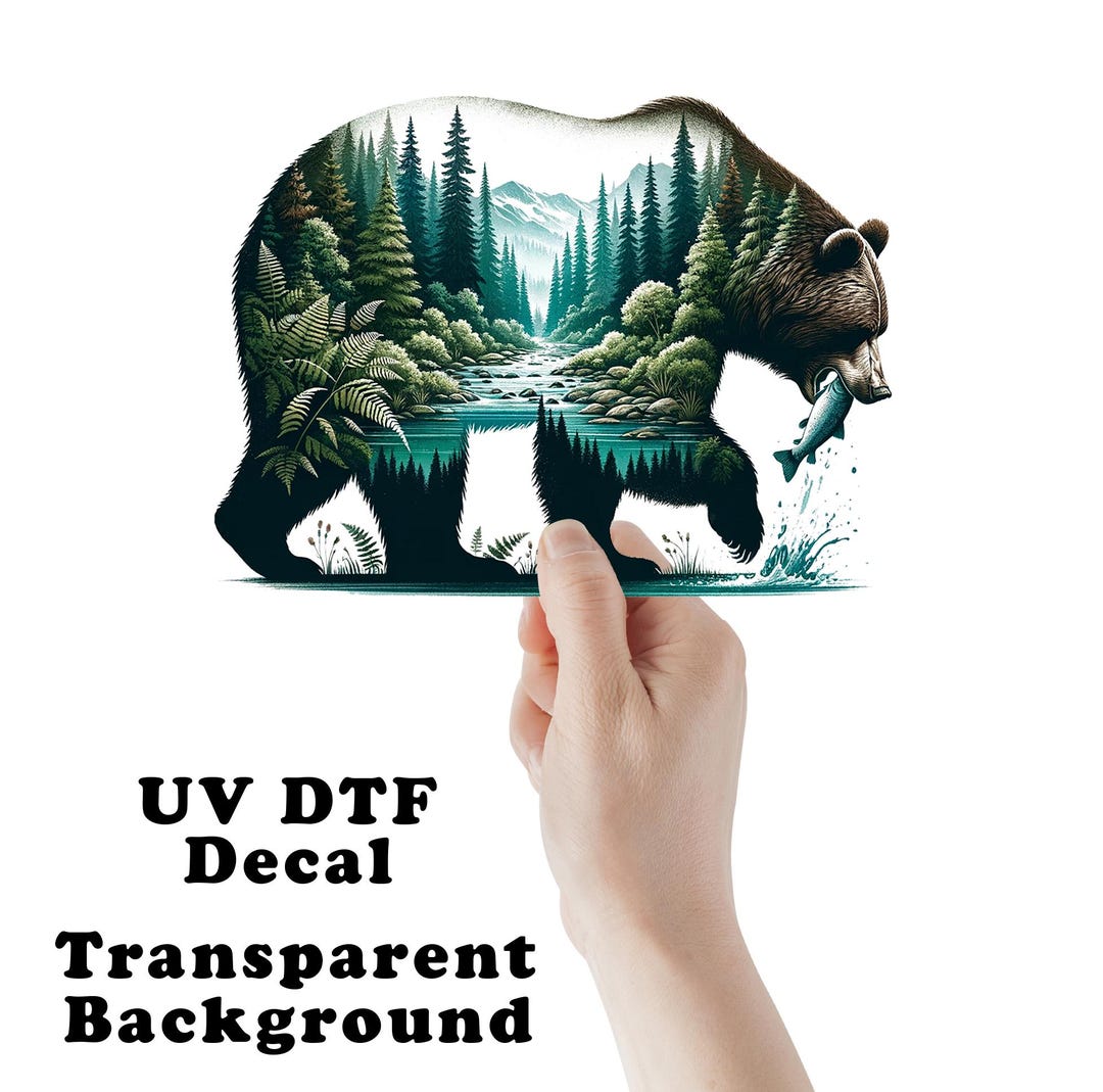 Forest Black Bear Clear Sticker / Decal UV DTF Sticker Transparent ...