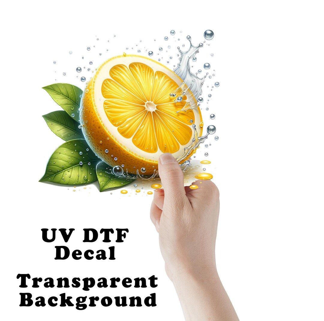 Lemon Slice Splash Clear Sticker / Decal UV DTF Sticker Transparent ...