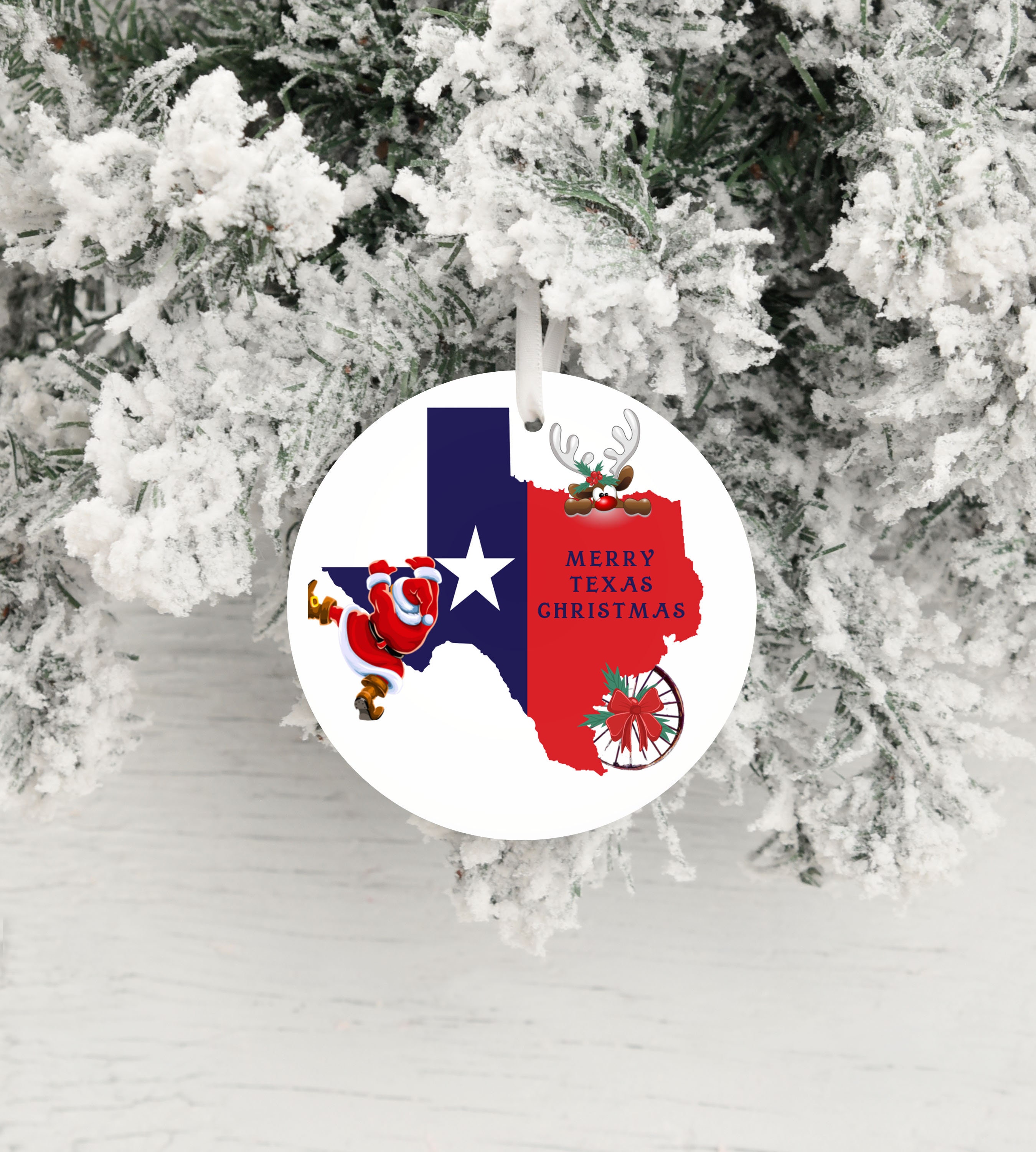 Christmas Ornament, Texas Flag Texas Merry Christmas Ceramic Christmas ...