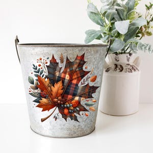 Plaid Fall Leaves Clear Sticker / Decal UV DTF Sticker Transparent ...