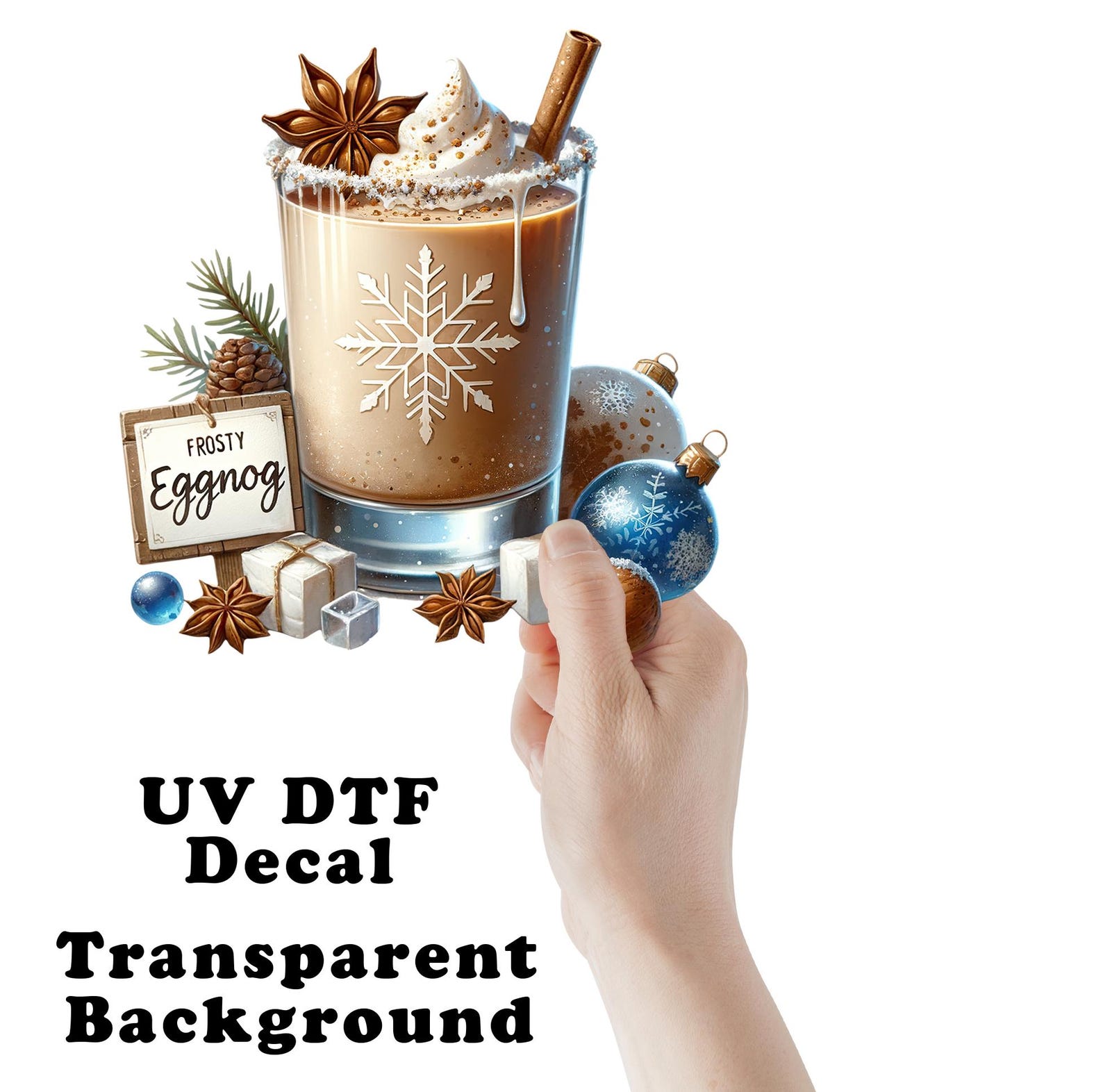 Christmas Frosty Eggnog Clear Sticker / Decal UV DTF Sticker ...