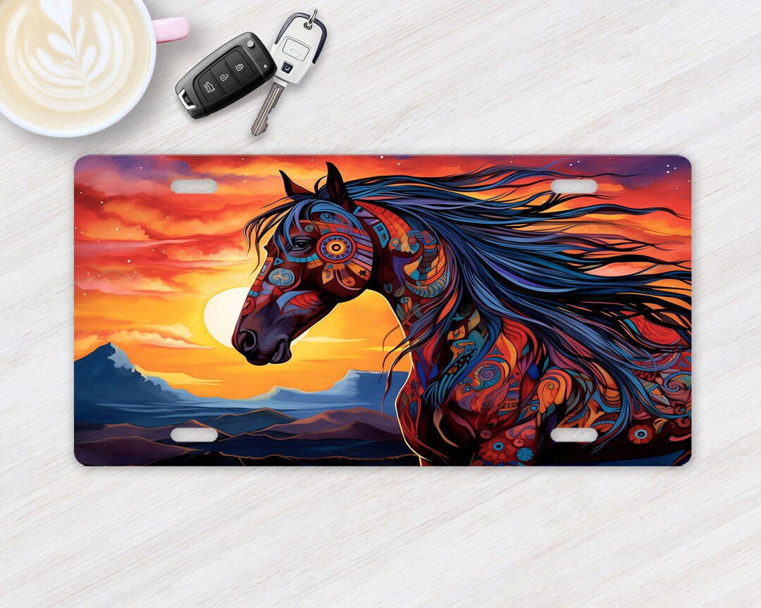 Vanity Front License Plate, Painted Tribal Horse Aluminum Vanity ...