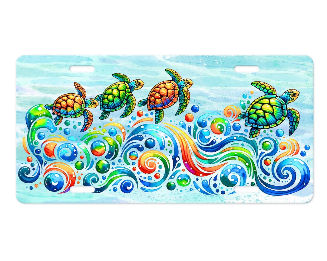Vanity Front License Plate, Sea Turtle Swirl Aluminum License Plate Car ...