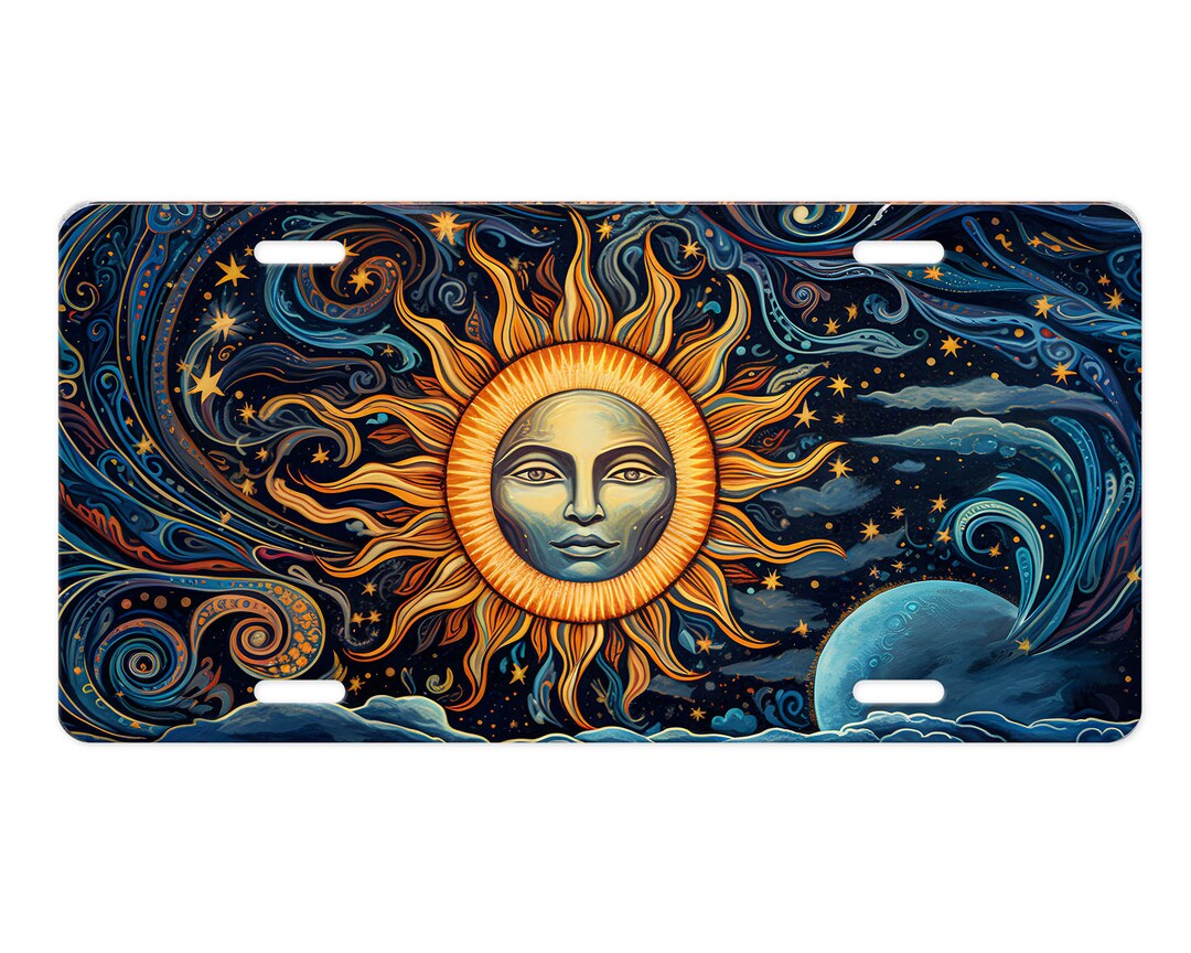 New Release Vanity Front License Plate, Celestial Sun Aluminum Vanity ...