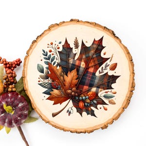 Plaid Fall Leaves Clear Sticker / Decal UV DTF Sticker Transparent ...