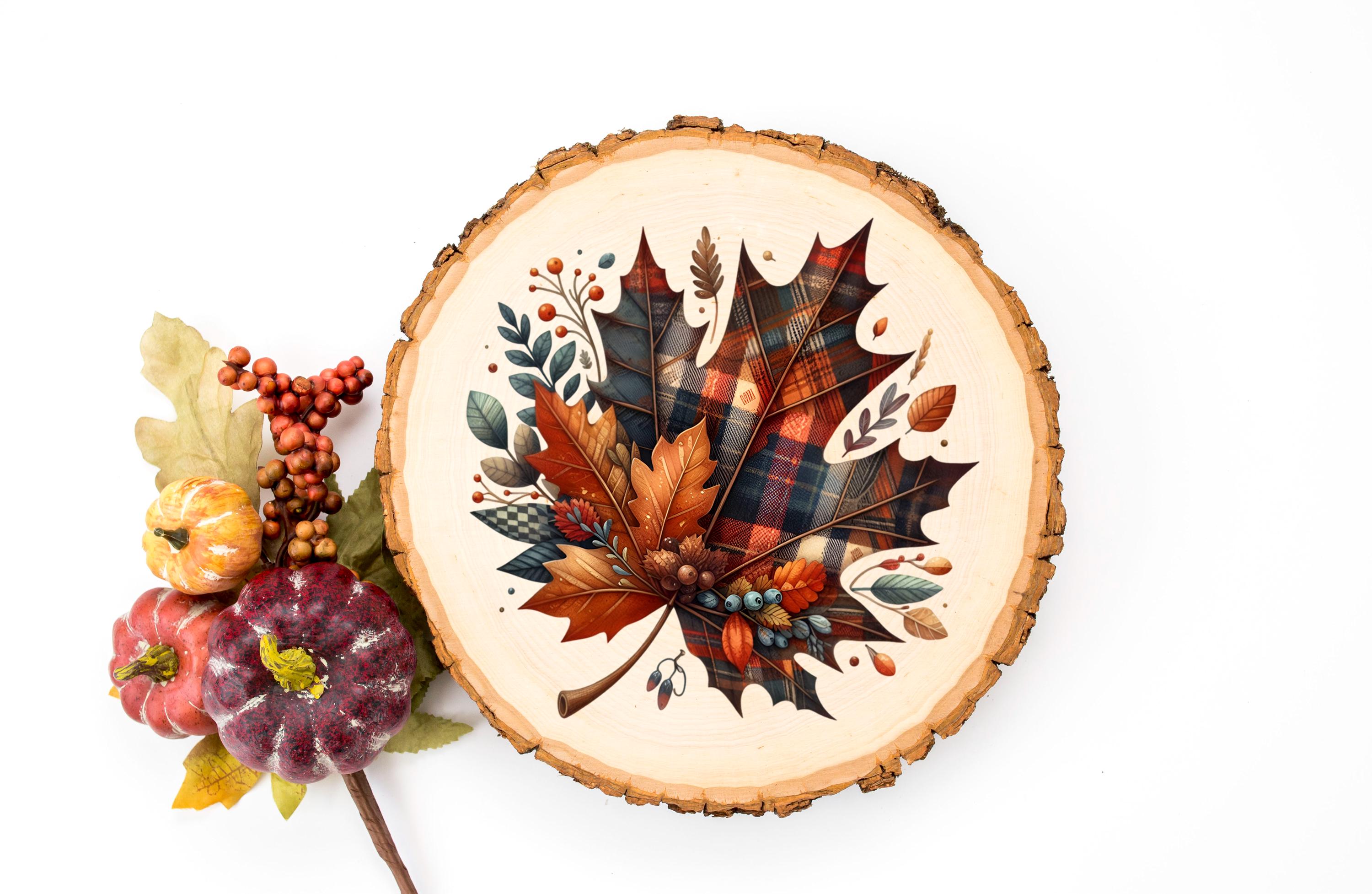 Plaid Fall Leaves Clear Sticker / Decal UV DTF Sticker Transparent ...