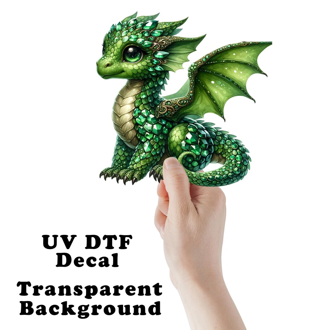 Emerald Green Dragon Clear Sticker / Decal UV DTF Sticker Transparent ...