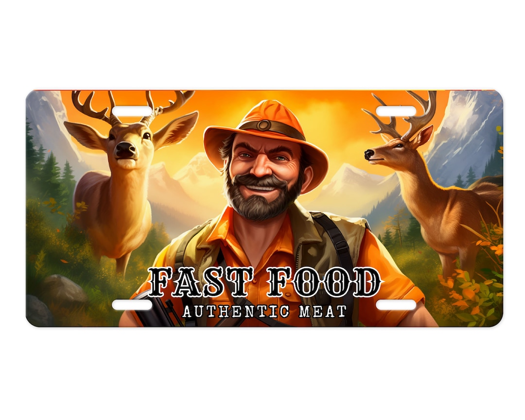 Vanity Front License Plate Fast Food Hunting Aluminum Vanity License ...