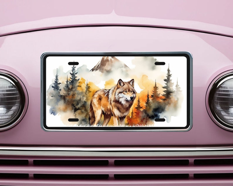 Vanity Front License Plate Mountain Wolf Aluminum Vanity License Plate ...