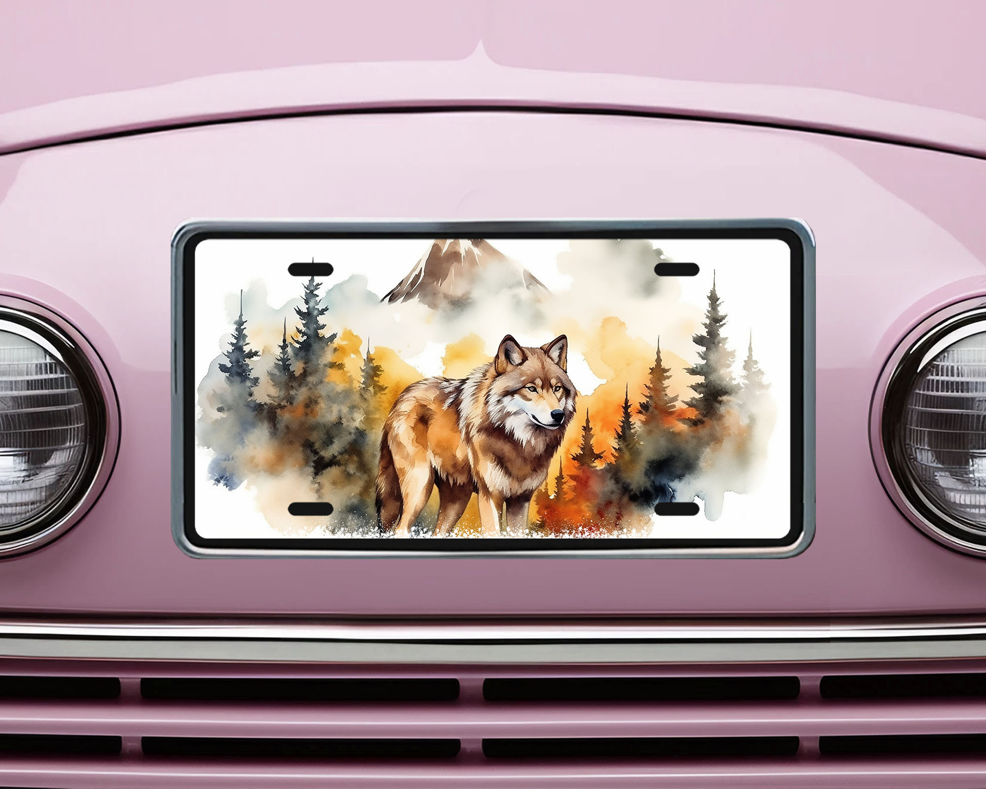 Vanity Front License Plate Mountain Wolf Aluminum Vanity License Plate ...