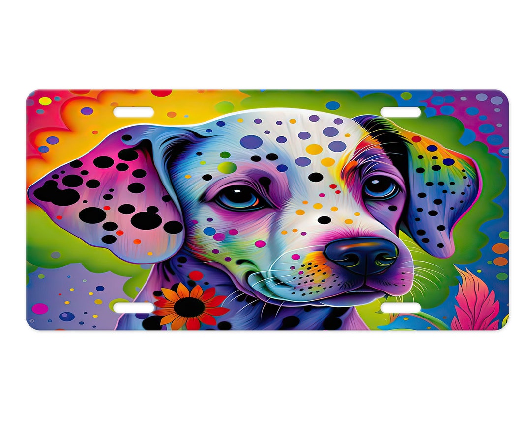 Colorful Dalmatian Dog Aluminum Vanity License Plate Car Accessory ...