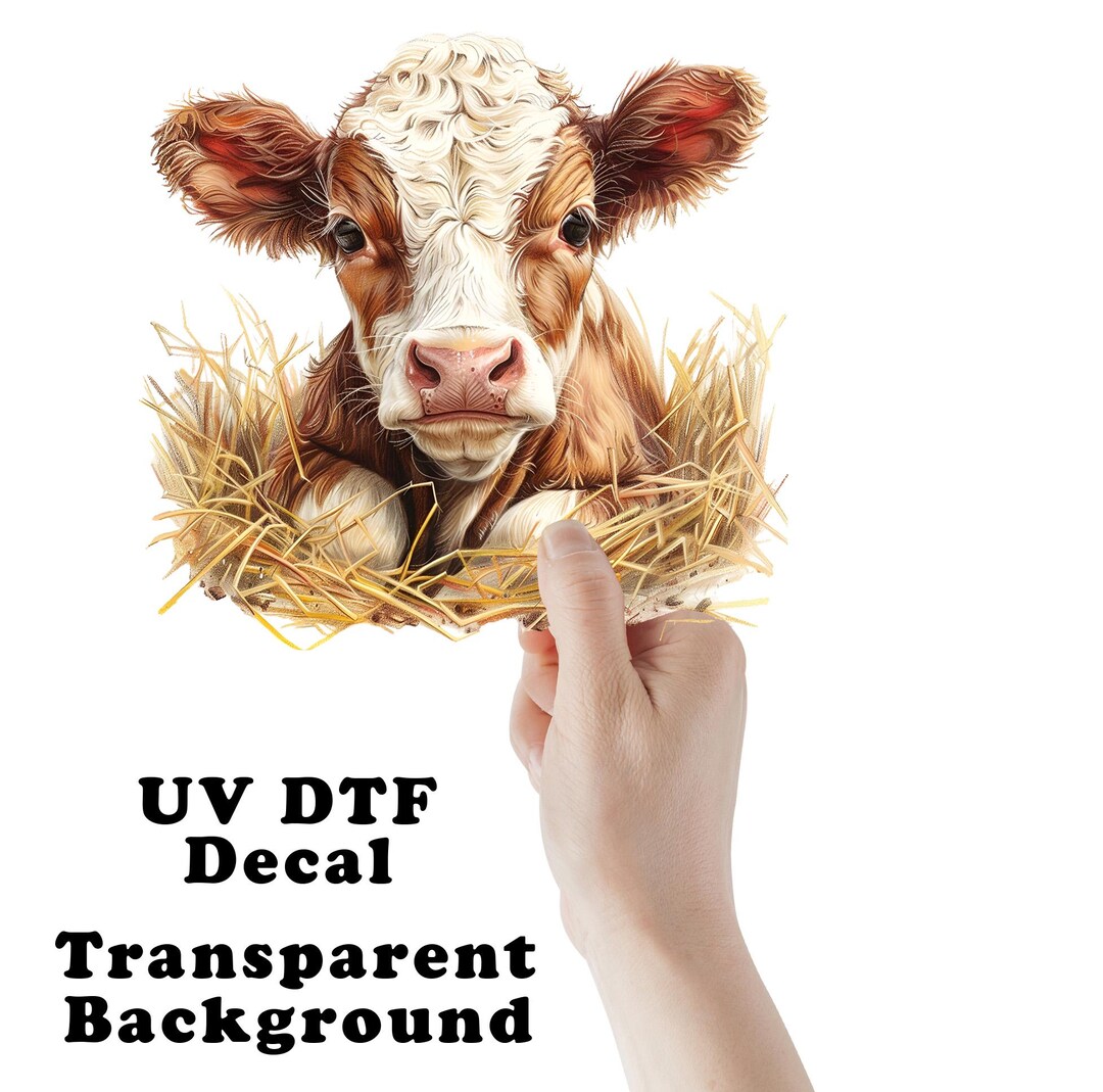Brown and White Calf Clear Sticker / Decal UV DTF Sticker Transparent ...