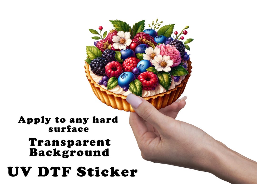 Berry Tart Dessert Clear Sticker / Decal UV DTF Sticker Transparent ...