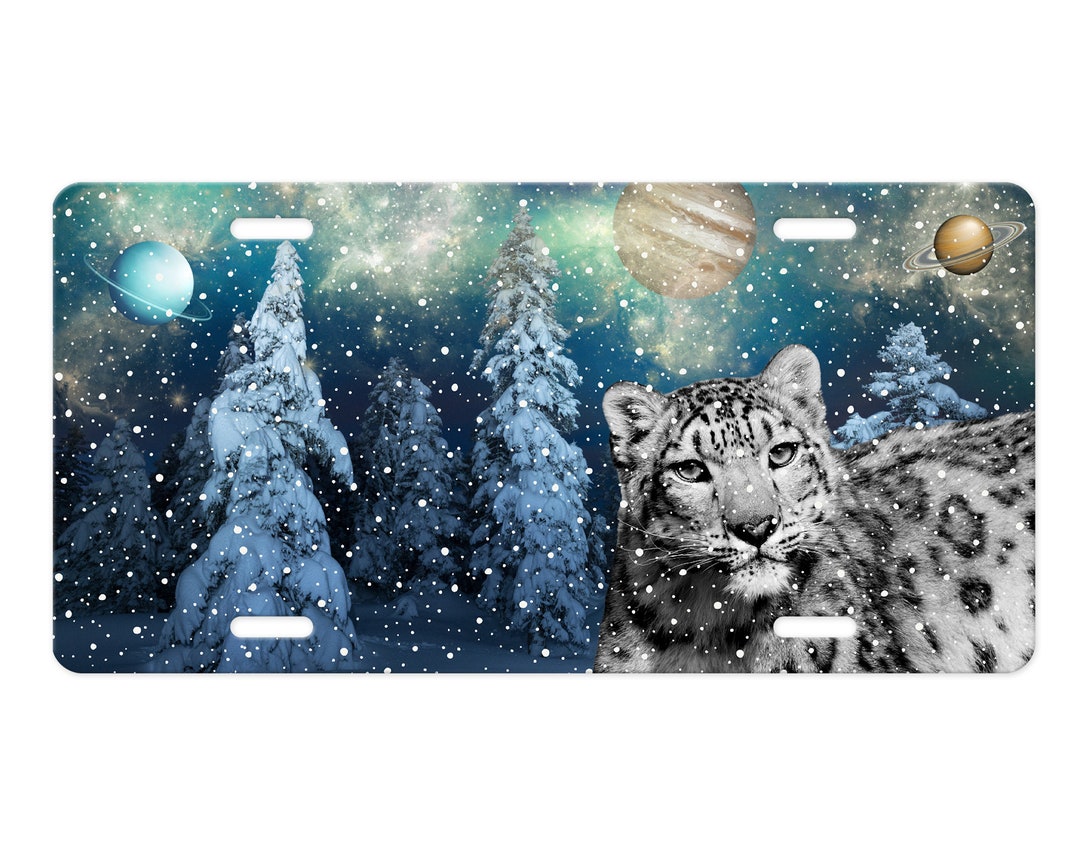 Vanity Front License Plate, Snow Leopard Galaxy Aluminum License Plate ...