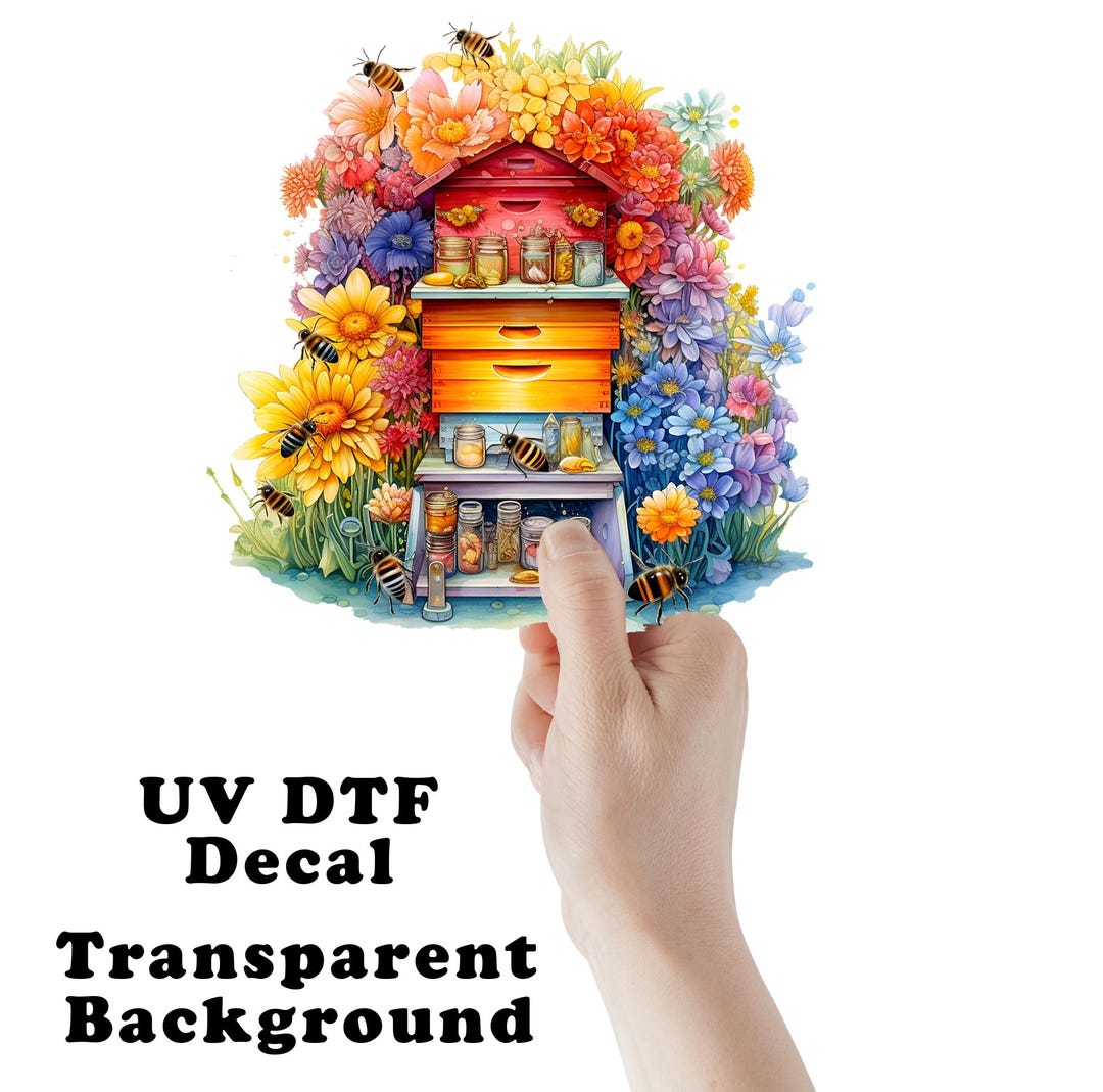 Colorful Bee Hive Clear Sticker / Decal UV DTF Sticker Transparent ...