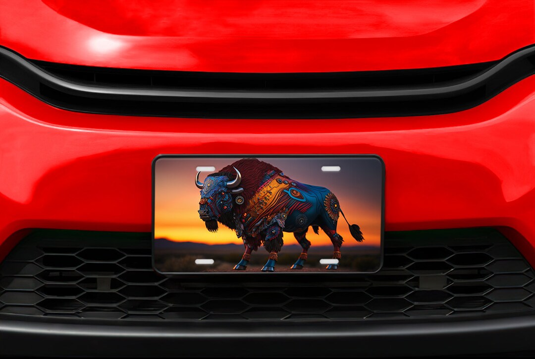 Warrior Buffalo Vanity Decorative Front License Plate - Cute Car ...