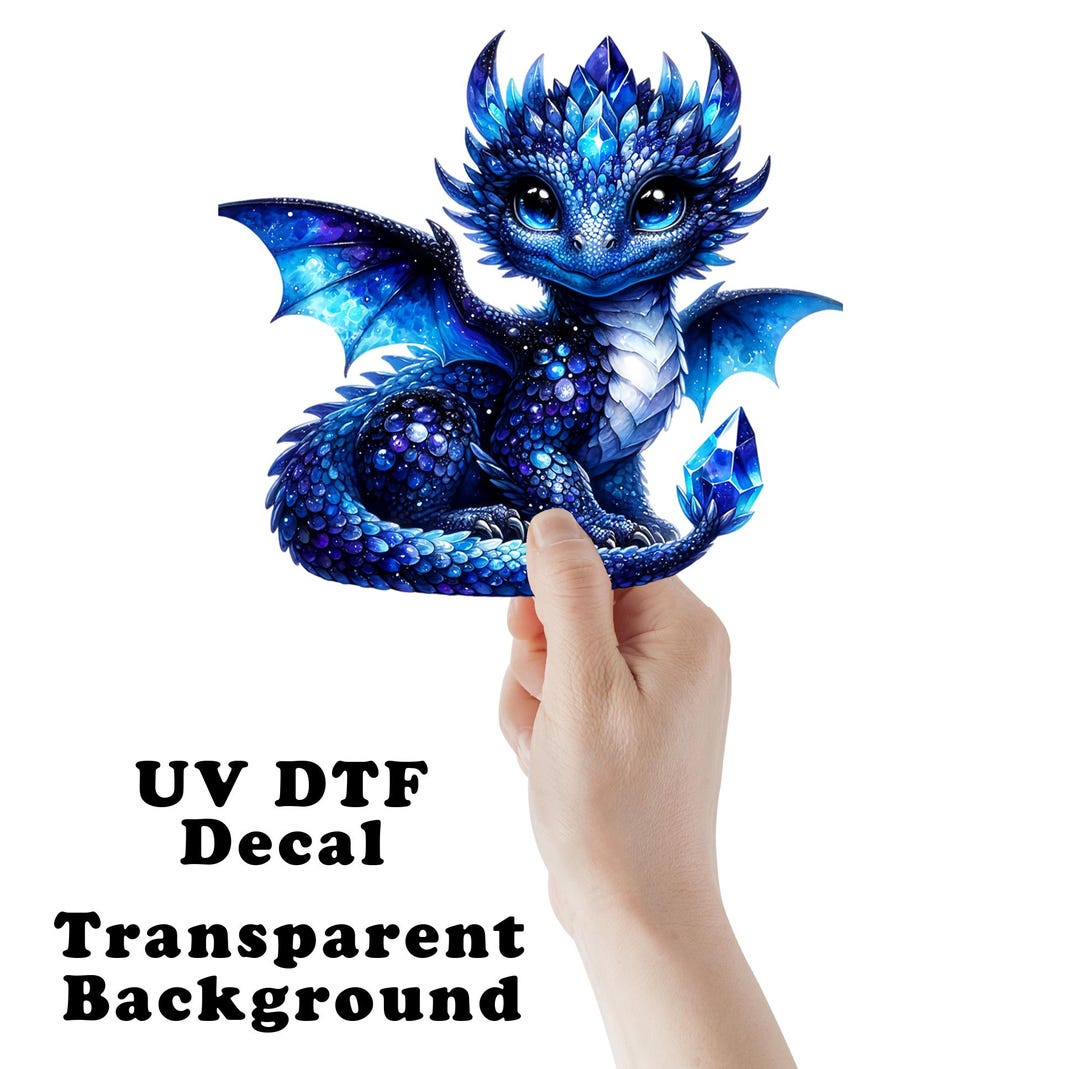 Cobalt Blue Jewel Dragon Clear Sticker / Decal UV DTF Sticker ...
